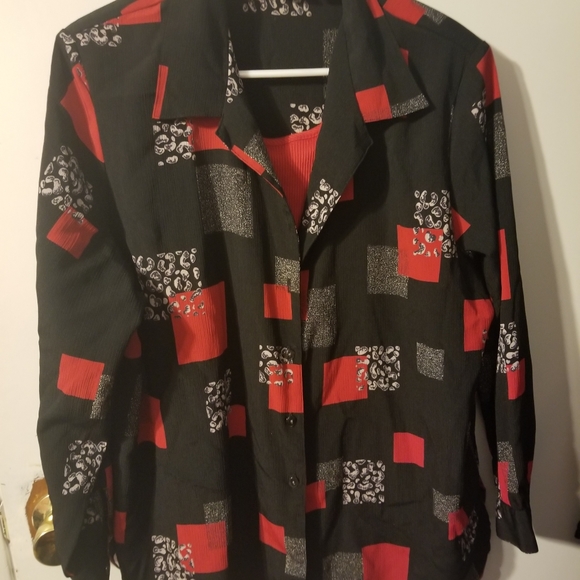 Allison Daley | Tops | Vtg Allison Daley Petites Black Layered Top ...